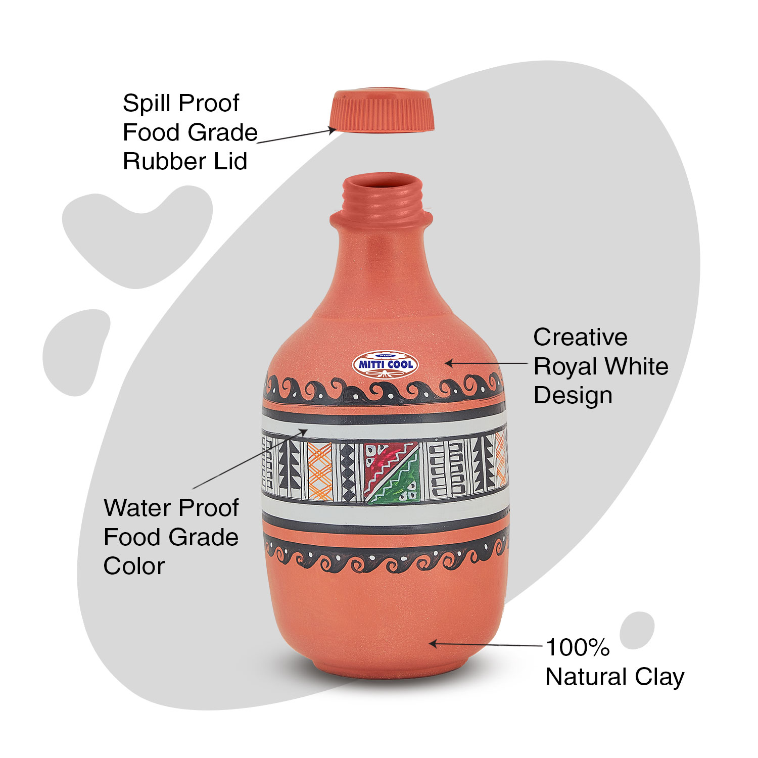 CLAY WATER BOTTER SQUARE (400 ML) - Mitticool
