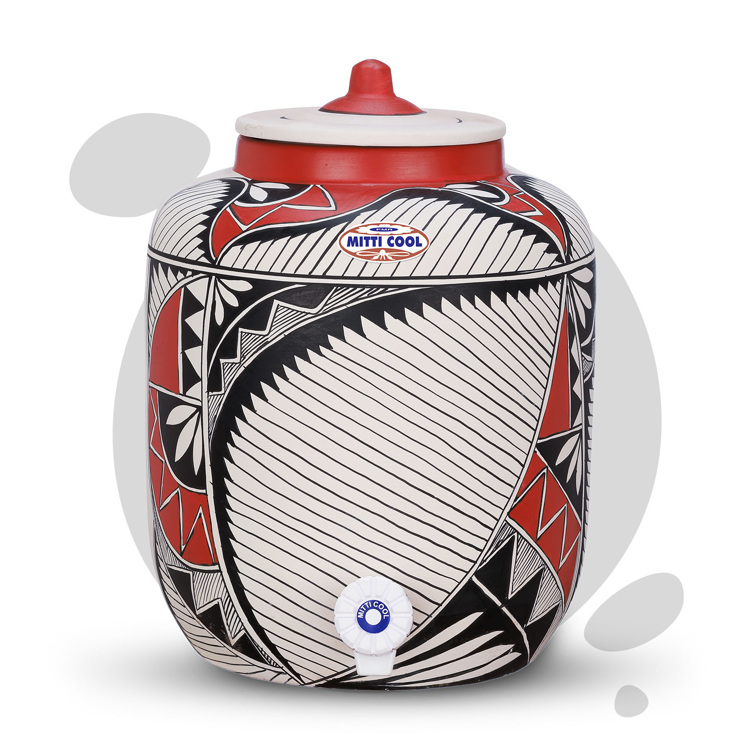 Clay Water Pot 12 Litre Royal Harp Design - Mitticool