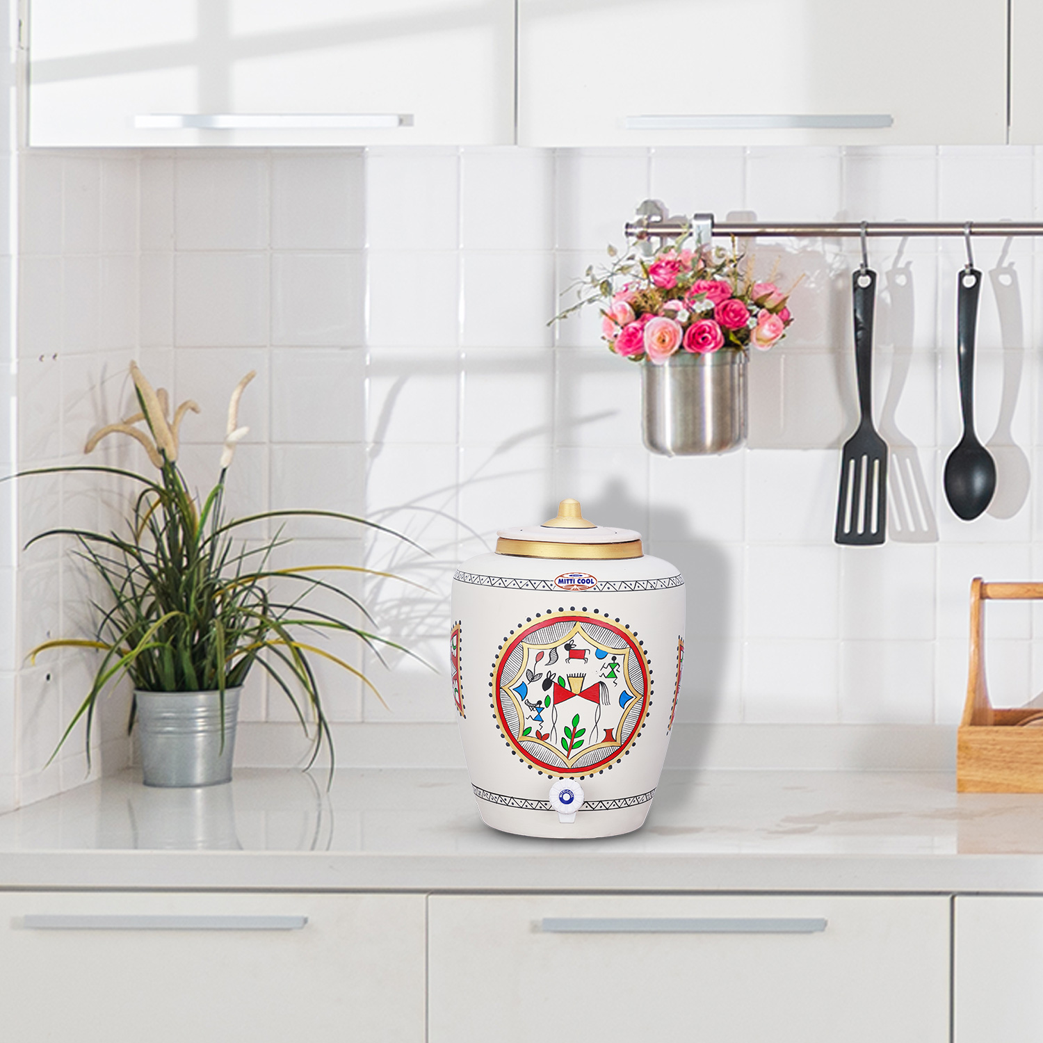 Clay Water Pot 11 Liter Black Spade Design – Mitticool