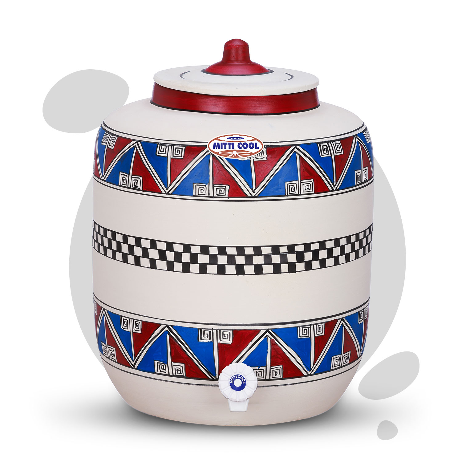 Clay Water Pot – 17 Liter Triple Border Design – Mitticool